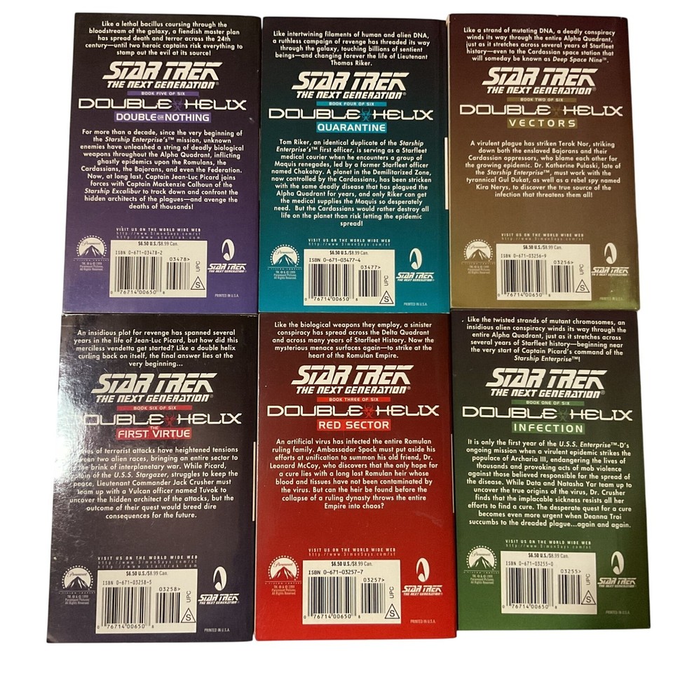Vintage Star Trek Double Helix 1- 6 Book Collection 1990s Various ...