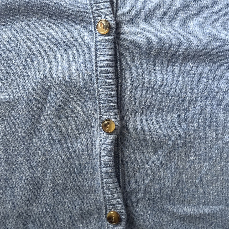 LL Bean Cardigan Sweater Womens Small Blue Cotton Cashmere Dainty ...
