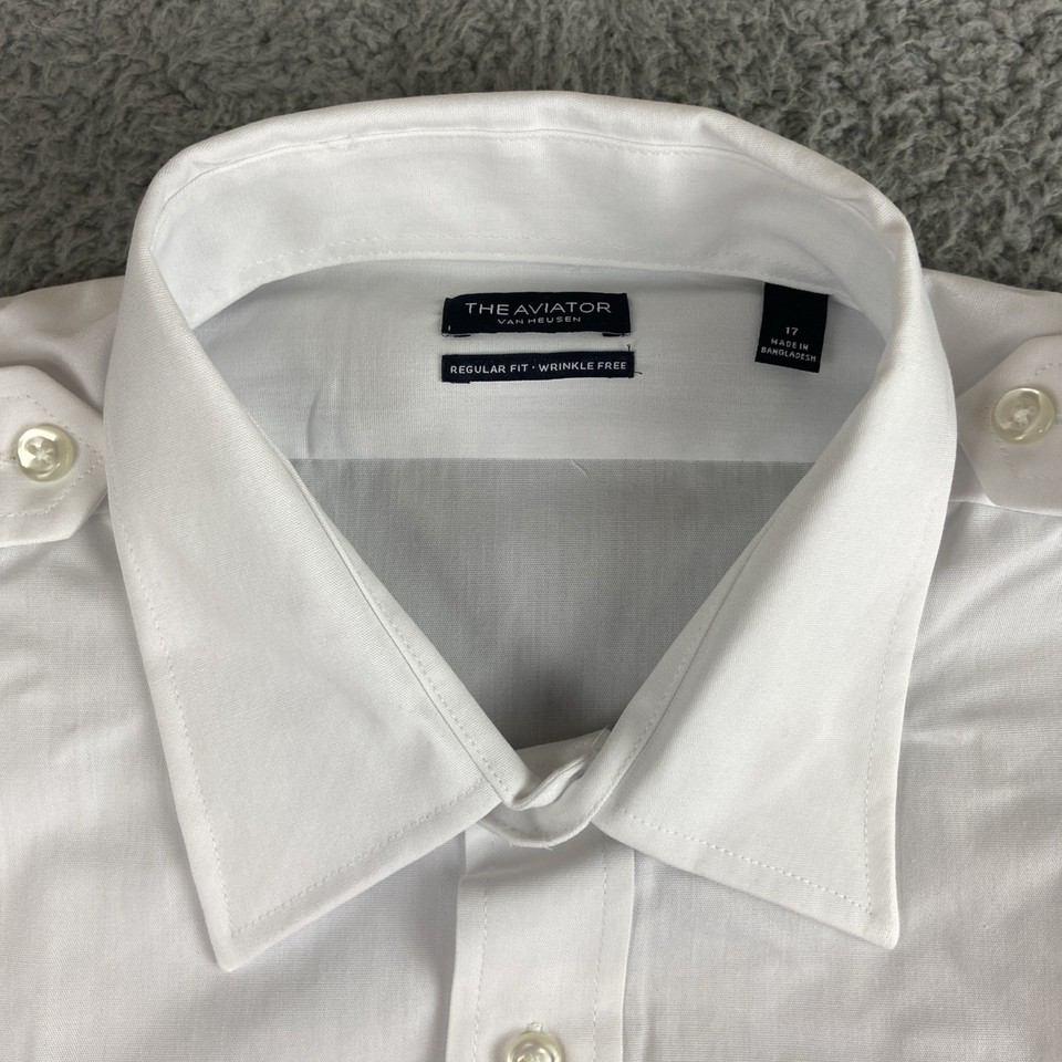 "The Aviator" Pilot Shirt Mens 17 Short Sleeve Van Heusen REGULAR FIT ...