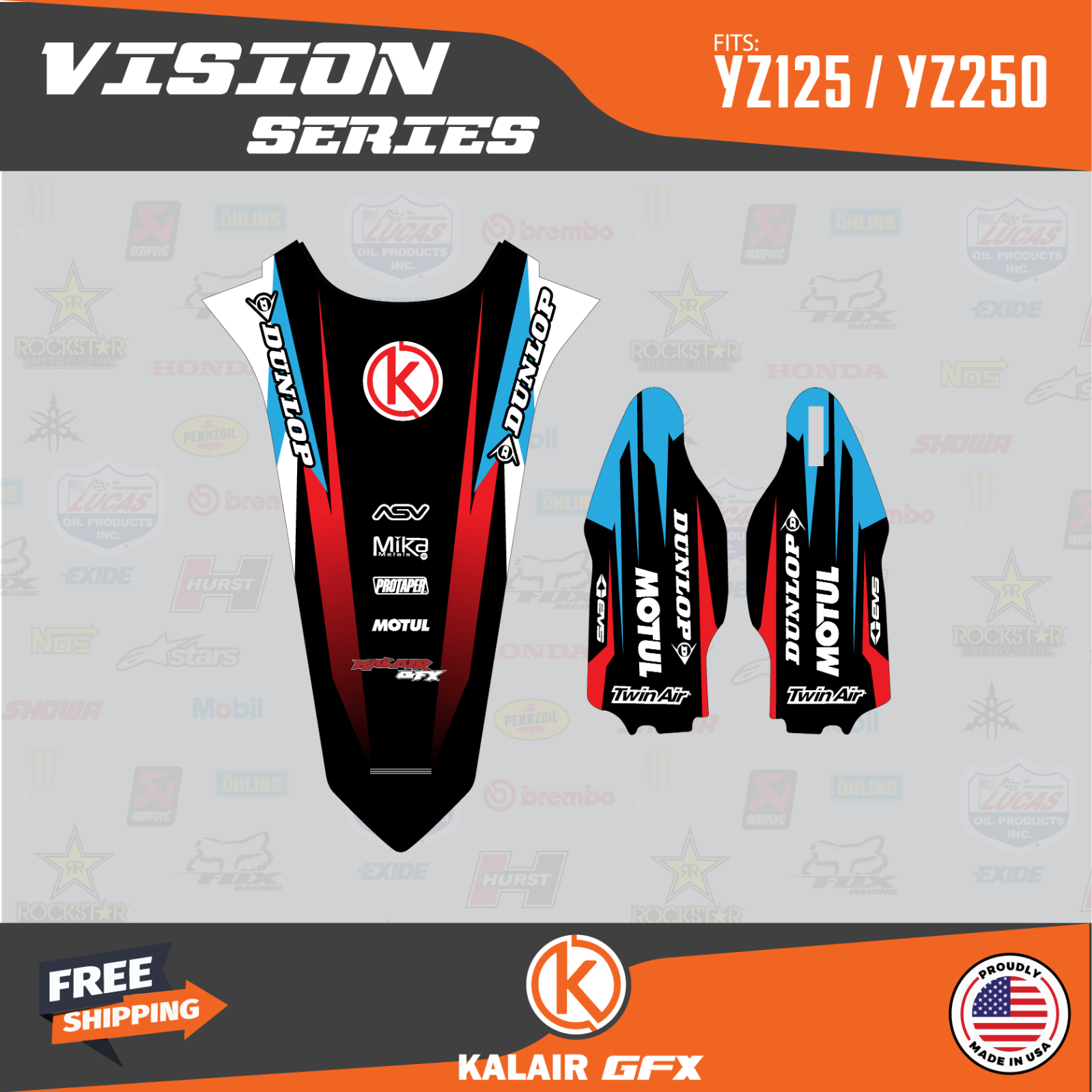 Graphics Kit for Yamaha YZ 125 250 (2015-2021) YZ125 YZ250 Vizion ...