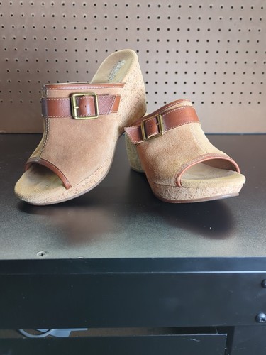 Clarks Elements Wedge Sandals Womens Size 9.5 M Tan Leather Platform ...