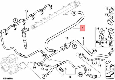 Genuine BMW E83 E83N E90 E90N E91 E92 Fuel Supply Return Line OEM ...