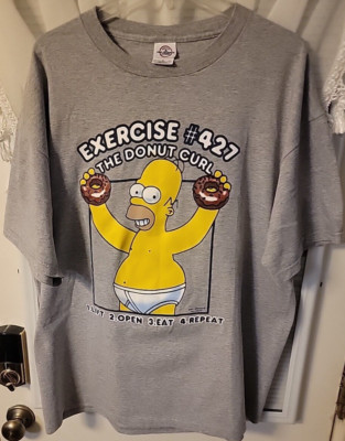 The Simpsons - Homer Exercise #427 XL Vintage T-shirt 2002 | eBay