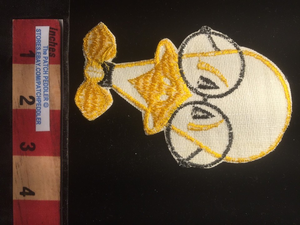 Vtg Funny GOOSE (DUCK LIGHT BULB ?) GIANT GLASSES GOOFY Patch YELLOW ...