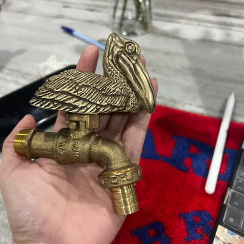 Vintage Brass Basin Sink Faucet Tap Water Squirrels, sparrows, owls ...