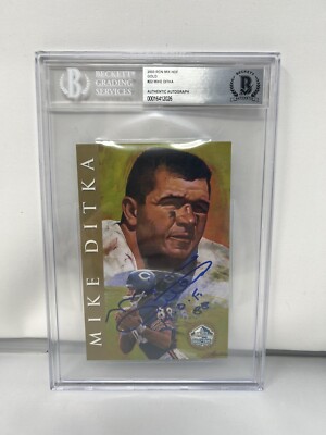 Mike Ditka Signed Ron Mix #22 Signature Series Gold 4x6 Card Beckett ...