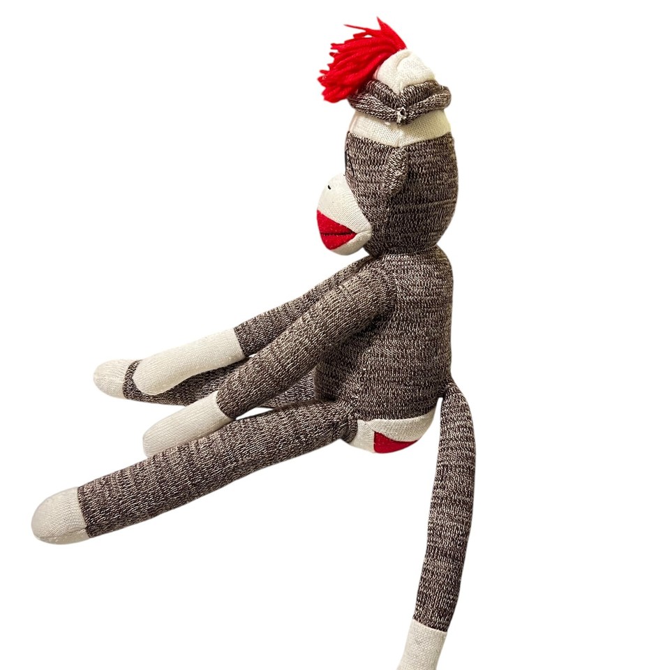 Schylling Brown & Cream Sock Monkey 22" Red Mouth Bottom Plush Stuffed Animal | eBay