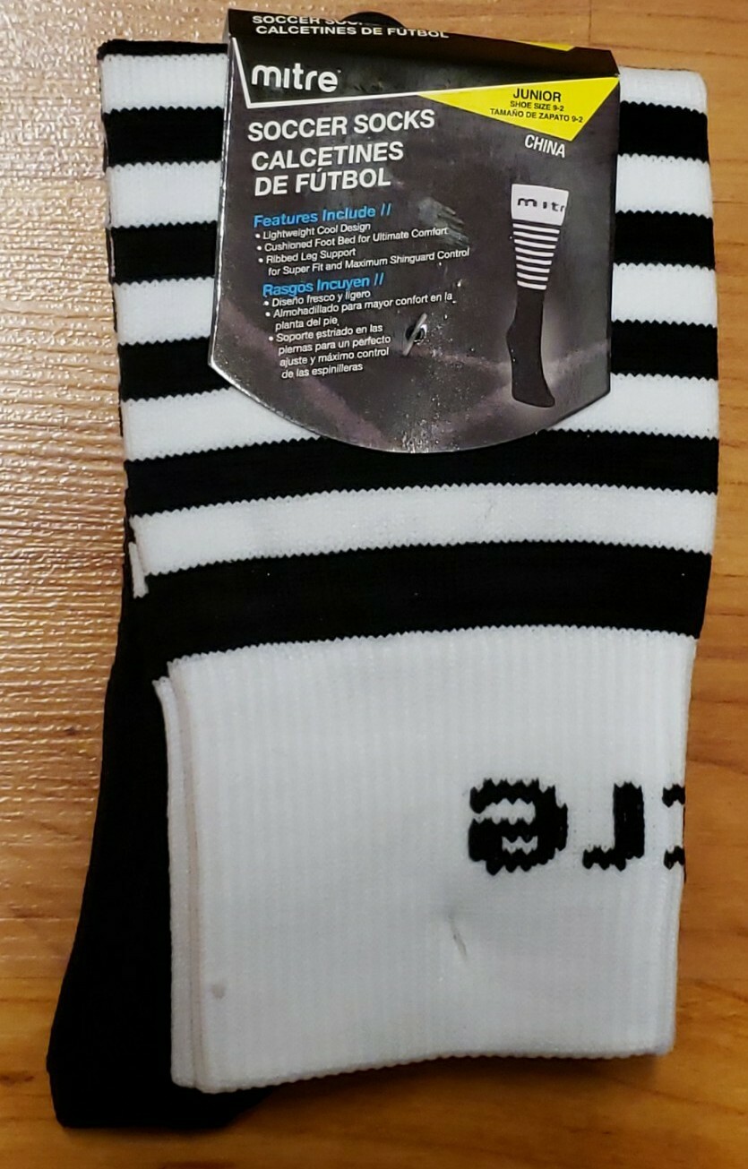 Mitre Youth Soccer Futbol Socks, Junior Black & White Size: 9-2 New | eBay