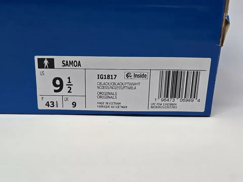 adidas Originals Samoa Men's Multi Sizes Triple Black Shoes White ...