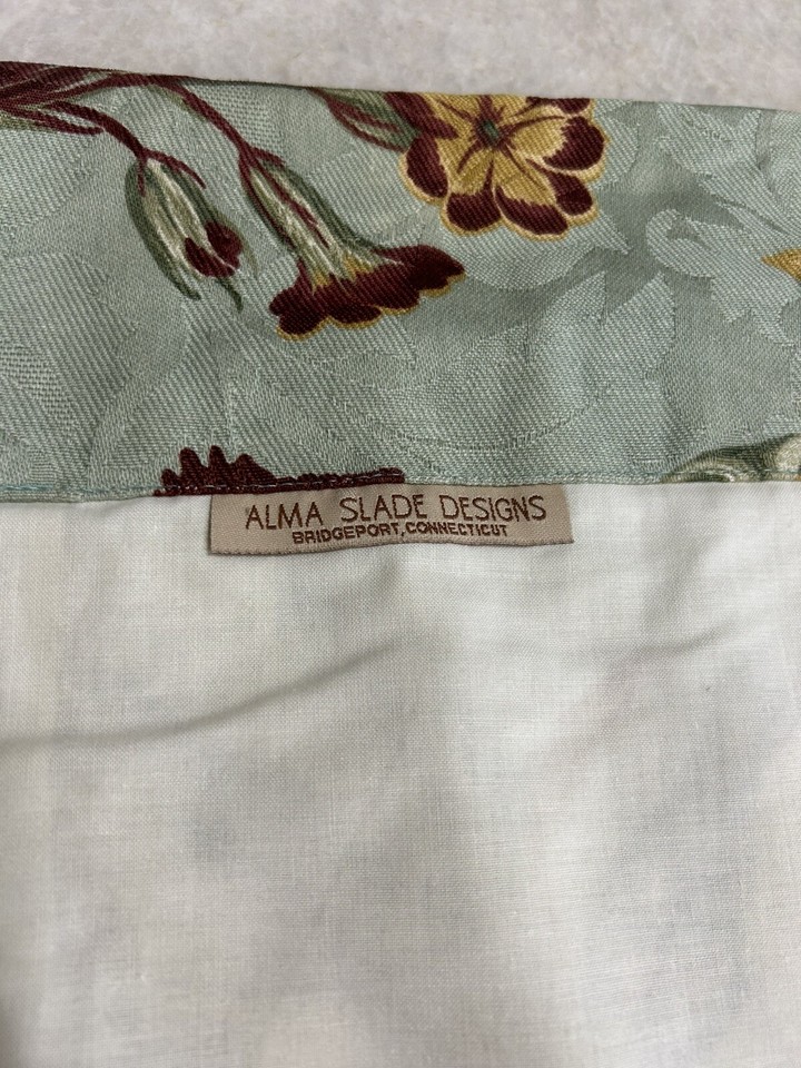 Alma Slade, Bridgeport, Ct. Custom Made Lined Green Floral Scalloped ...