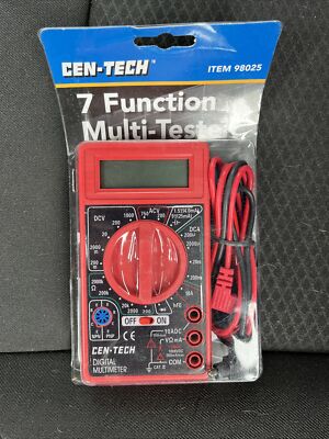 Cen-Tech Brand~7 Function Digital Multimeter AC DC Voltage Current LCD ...
