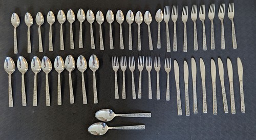 Mid Century Flatware Serta Imperial Stainless Korea floral pattern 48 ...