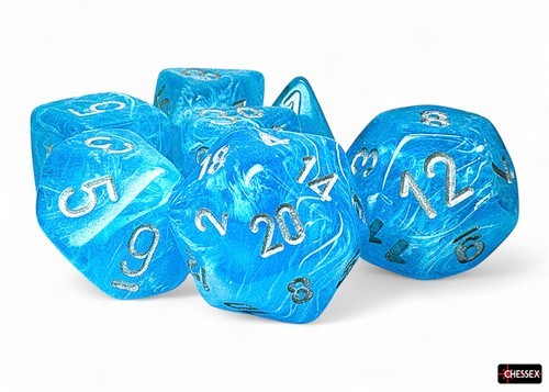 * Dice Poly Mega-hedral Luminary Sky & Silver 7ct Set CHX22566 | eBay