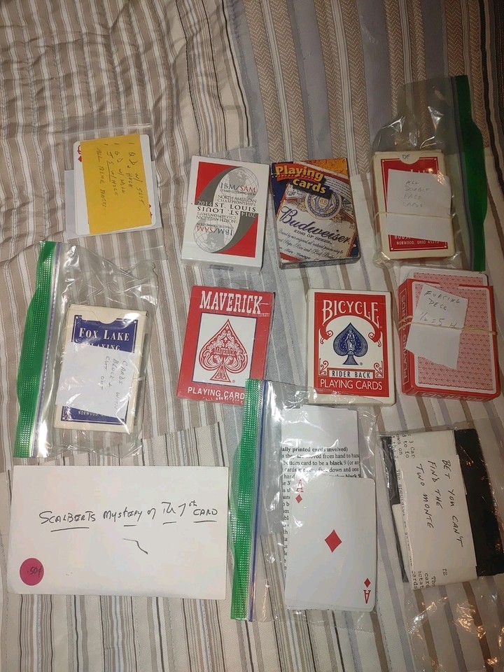 Lot of Magic Tricks Magician Cards Books Magazines Sponges Silks Packet ...