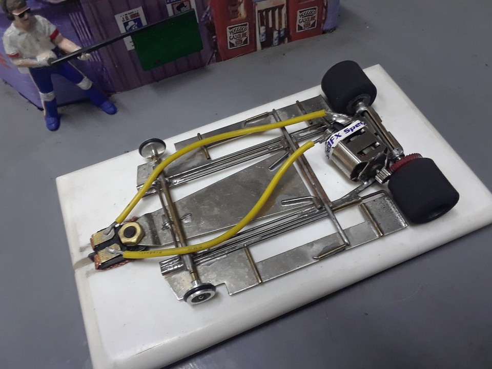 1/24 vintage slot car. brass & wire chassis. 16d tested on wood track ...