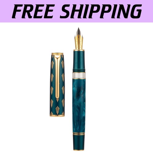 Hongdian N7 Blue Peacock Fountain Pen - Iridium Fine Nib, Elegant Gift ...
