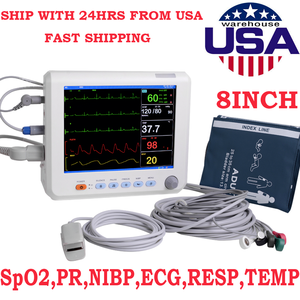Carejoy 8 ICU CCU Patient Monitor -Vital Signs ECG NIBP RESP TEMP SPO2 ...