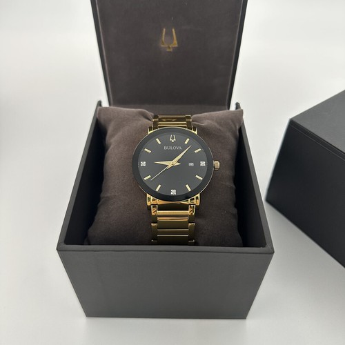 NEW Bulova Futuro 42mm Black Dial Gold Bracelet Men's 3-Hand Quartz ...