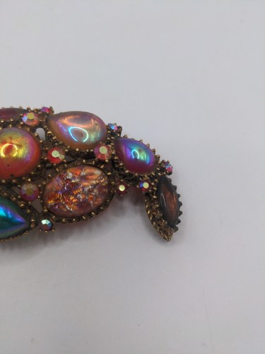 Large ALIVE CAVINESS Cat’s Eye Foiled Glass Rhinestone Brooch Vintage ...