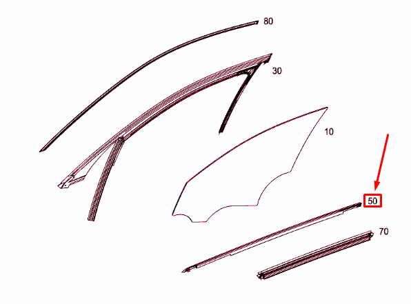 MB C W205 Front Left Door Window Outside Sealing Rail A2057204710 ...