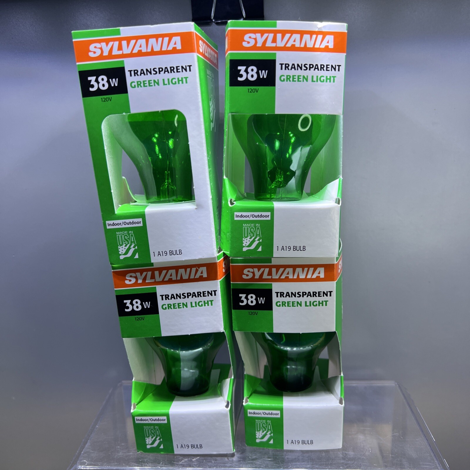 4 Green Light Bulbs- Sylvania 38 Watt Indoor/Outdoor - Brand New Lot Of ...