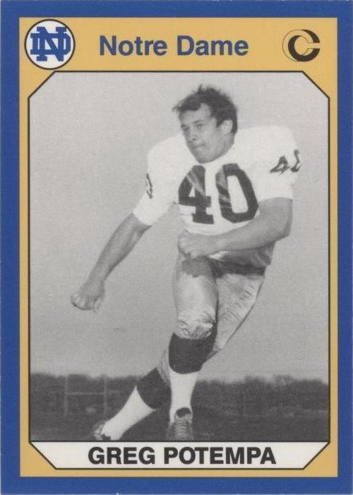 1990 Collegiate Collection University of Notre Dame Greg Potempa #121 ...