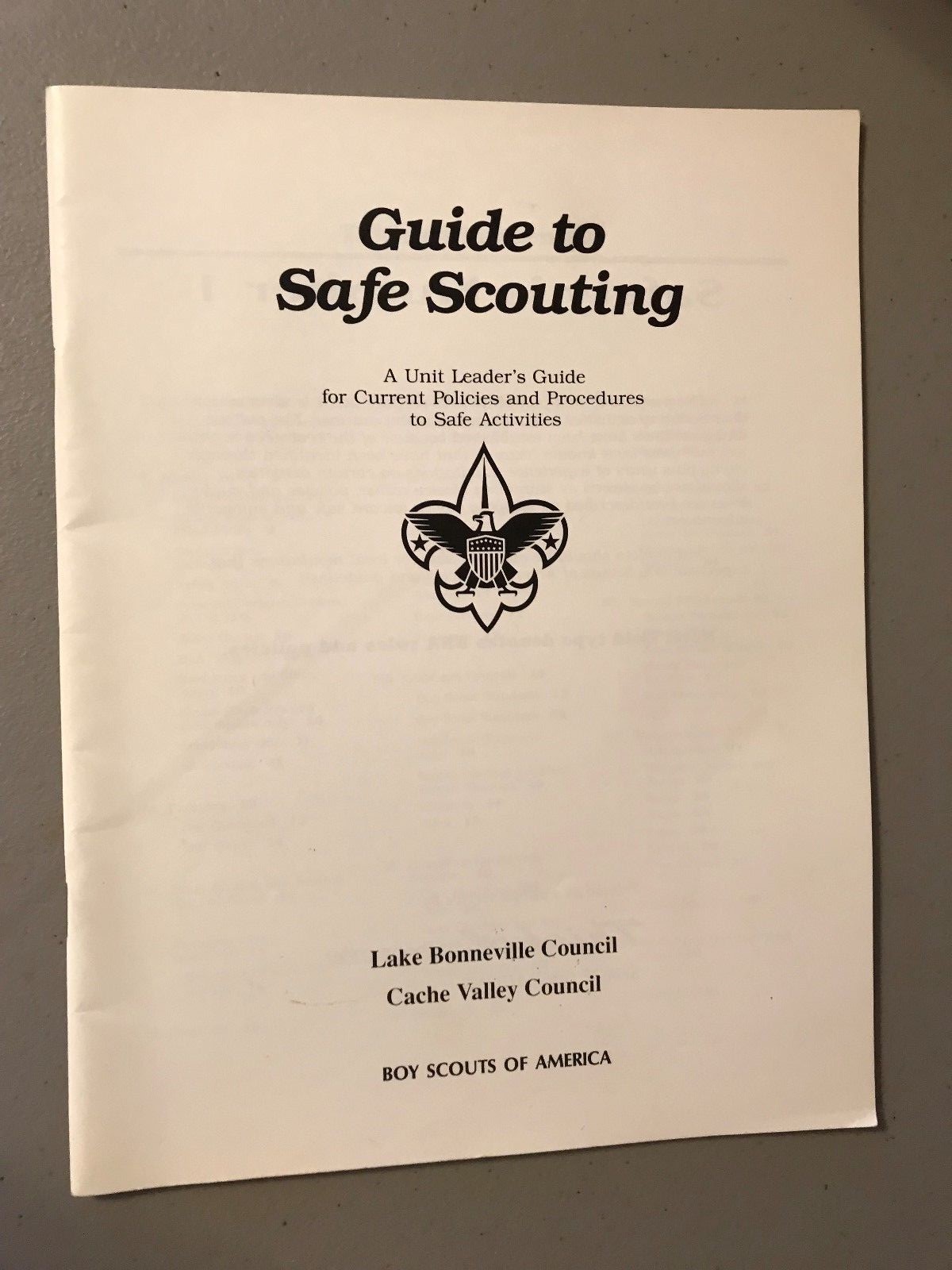 BSA, Manual, Guide to Safe Scouting Lake Bonneville Council, Cache ...