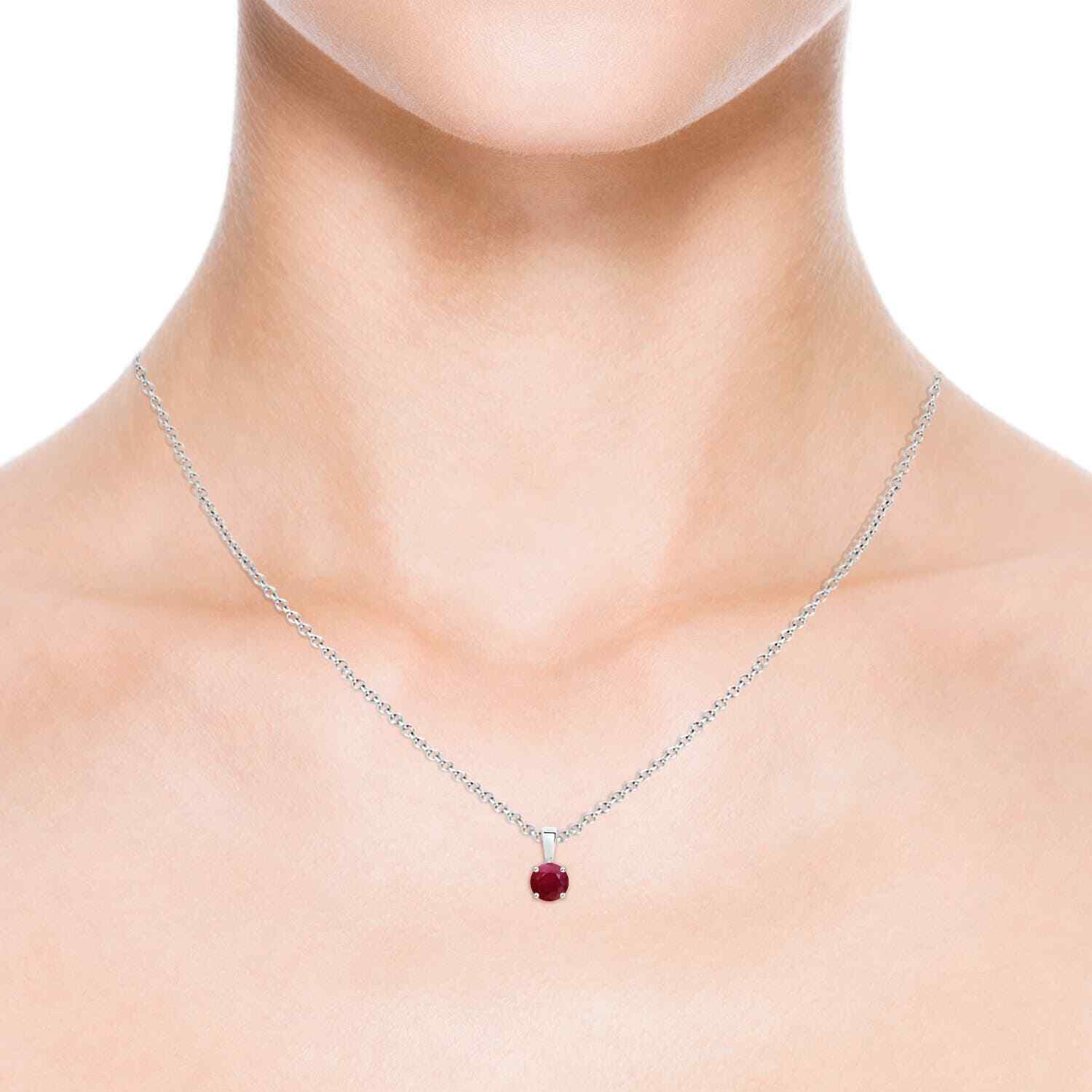 Classic Round Ruby Solitaire Pendant in 14K White Gold (Grade- A, Size- 5MM) | eBay