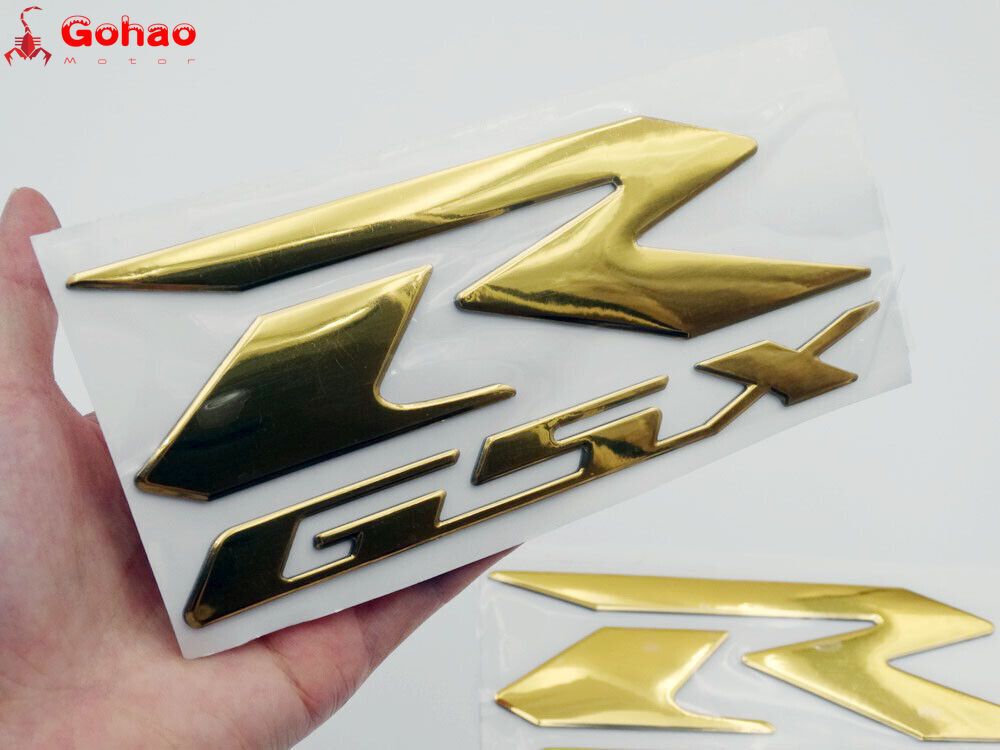 2X Gold GSXR GSX-R Racing Motorcycle Fuel Tank Emblem Logo Fairing ...