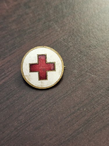 WWI US Army Medical Red Cross Lapel Pin Open C Catch Whitehead & Hoag L ...