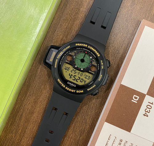 Rare Vintage Casio CPW-300-1V Prayer Compass watch Muslims NOS NEW Made ...
