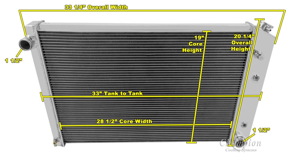 Chevy Custom Deluxe Truck & Suburban 4 Row WR Radiator (19 x 28-1/4 ...