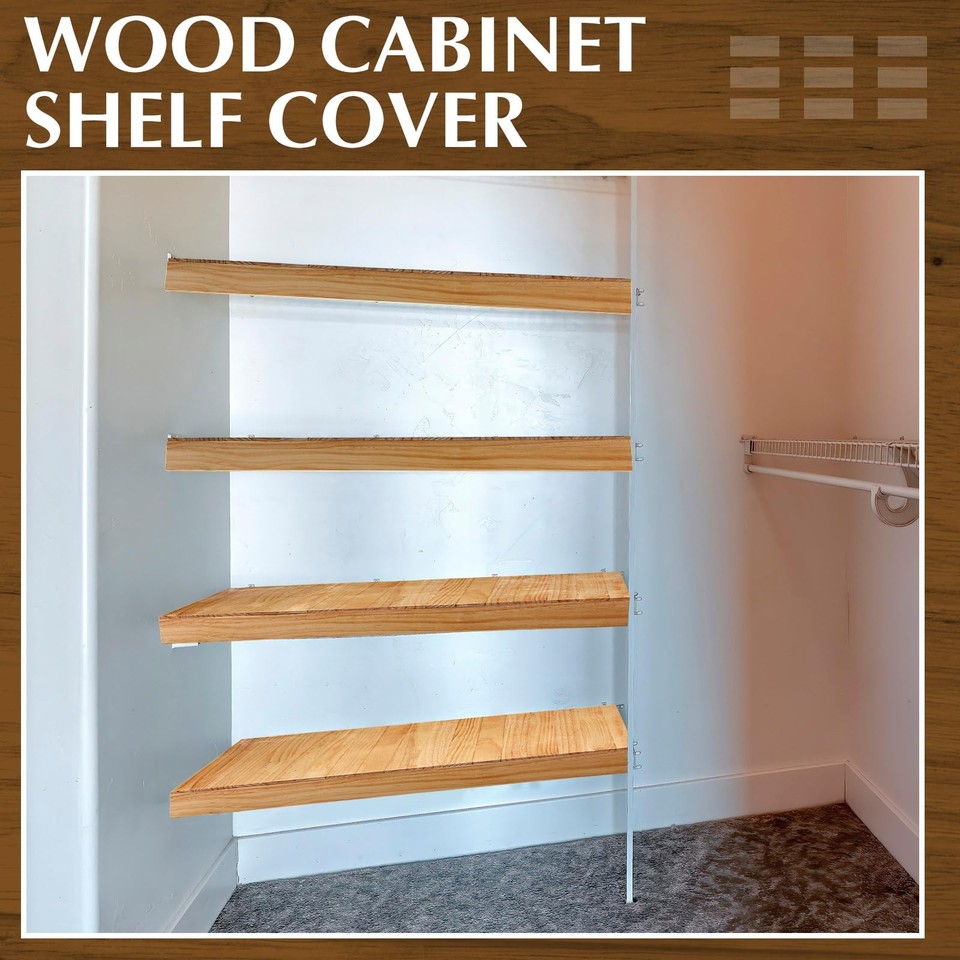 3 Sets Wood Shelf Covers for Wire Shelving Removable Closet with 18 ...