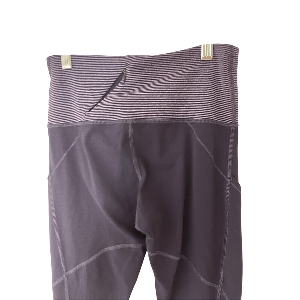 Lululemon Rebel Runner Crop Grape Stripe Zip Ankle Leggings SZ 4 Pedal ...