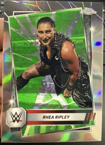 2025 Topps Chrome WWE Rhea Ripley Neon Green & Black Refractor Mami ...