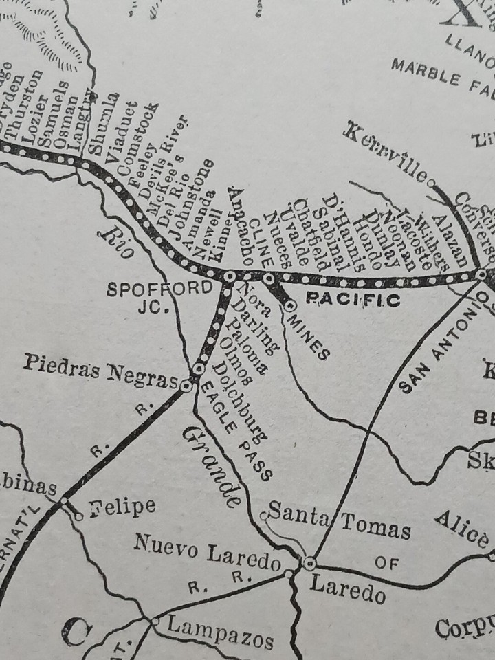 1906 Railroad Route Map SOUTHERN PACIFIC SYSTEM Atlantic Texas ...