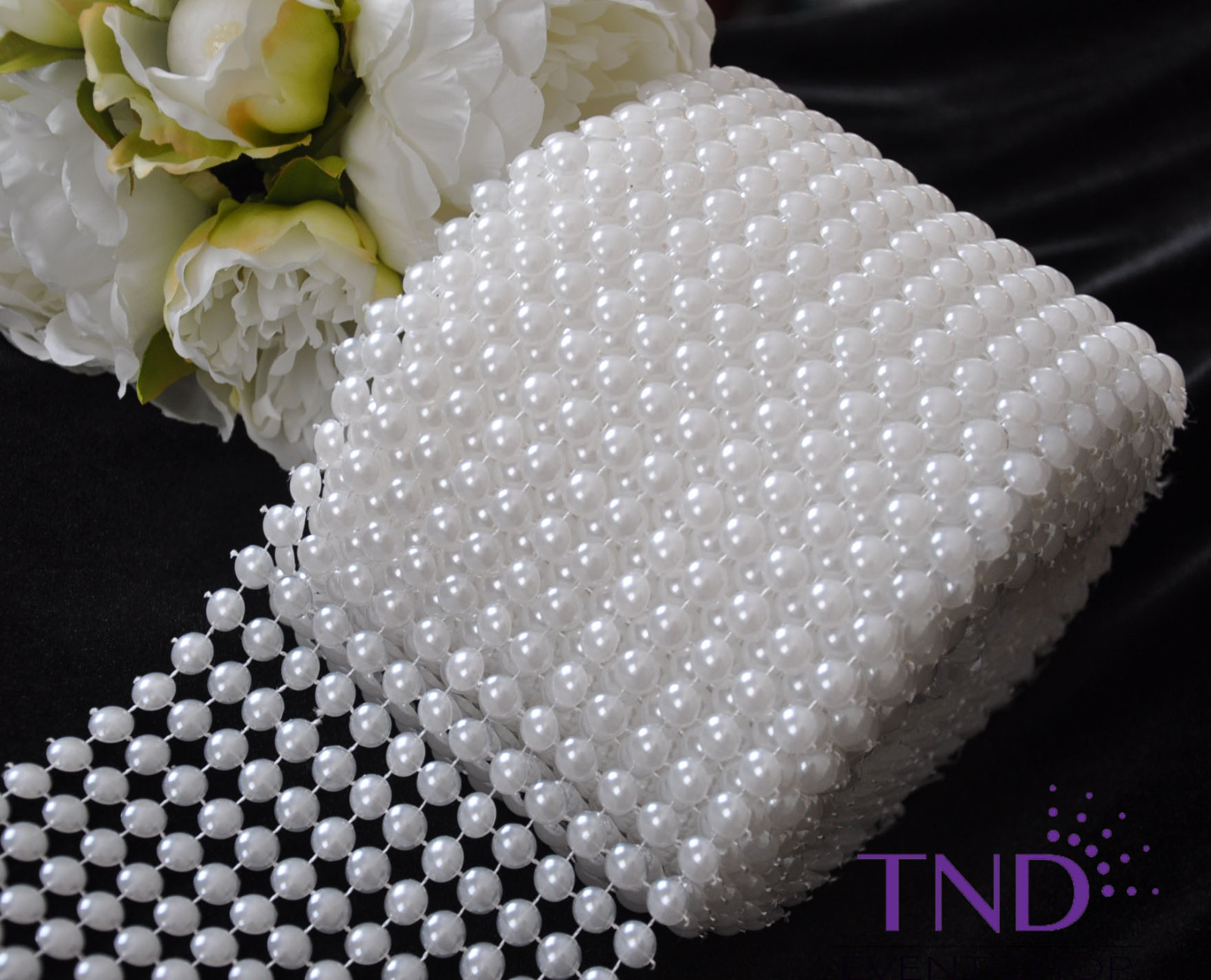 8MM PEARL MESH WRAP ROLL FLAT BACK PEARL TRIMMING RIBBON - 12 ROWS | eBay