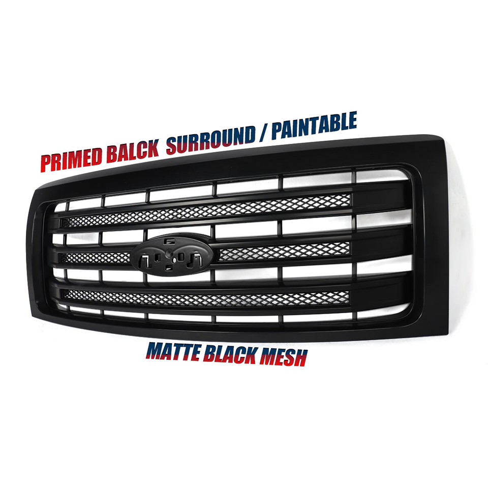 Matt Black Front Grille 3-Bar Style Grill For 2009-2014 13 Ford F-150 ...