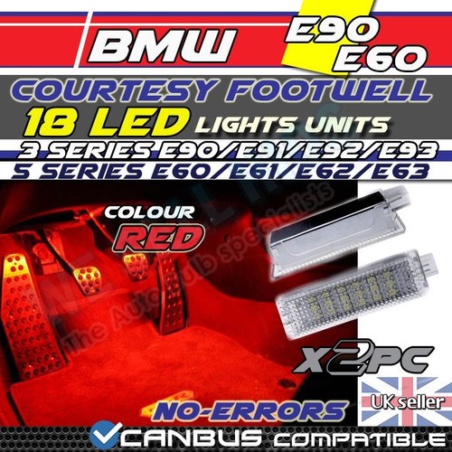 2x LED RED Footwell Door Courtesy Interior Lights BMW E90 E60 E70 E71 ...