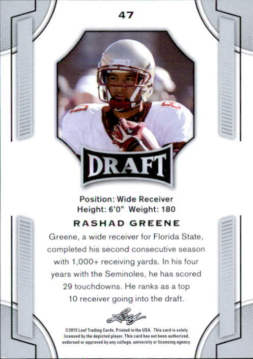 Rashad Greene 2015 Leaf Draft Card #47 | eBay
