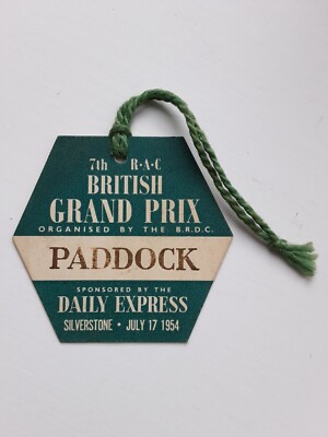 1954 BRDC Silverstone 7th British Grand Prix Paddock motor race badge ...