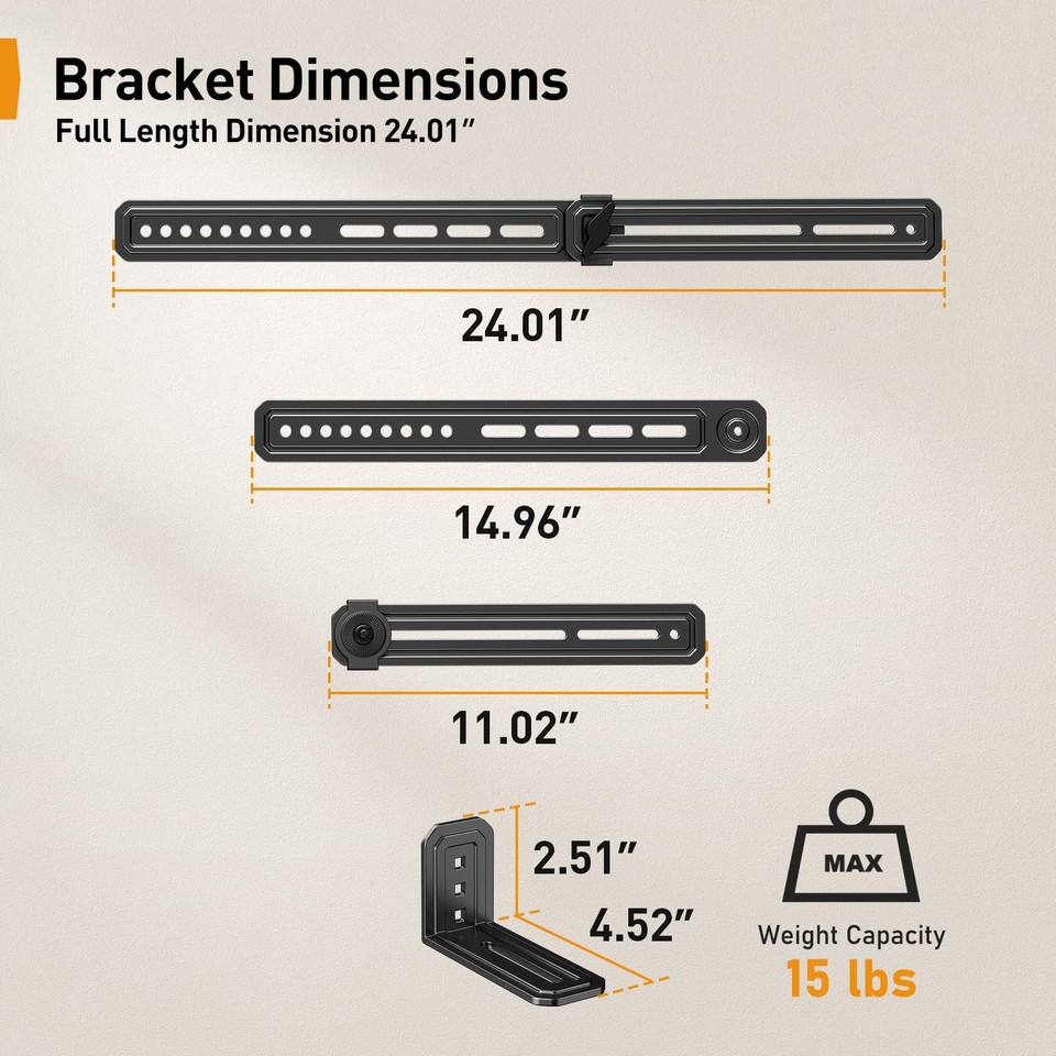 Soundbar Mount with Adjustable Height, Sound bar Mount up to 15 lbs ...