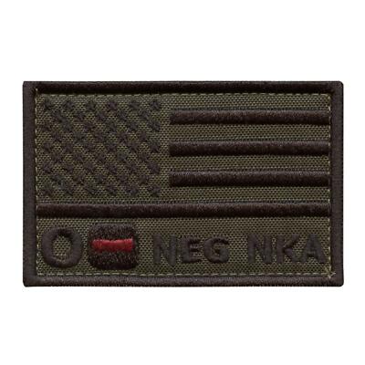 o- ONEG NKA blood type USA flag olive drab green american embroidered ...