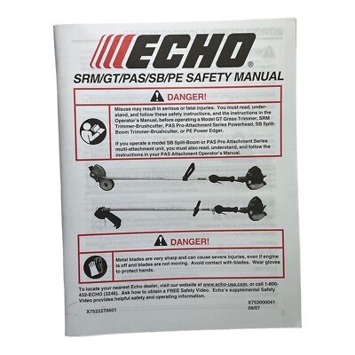 Echo Grass Trimmer - Safety Manual Operation Maintenance - SRM/GT/PAS ...