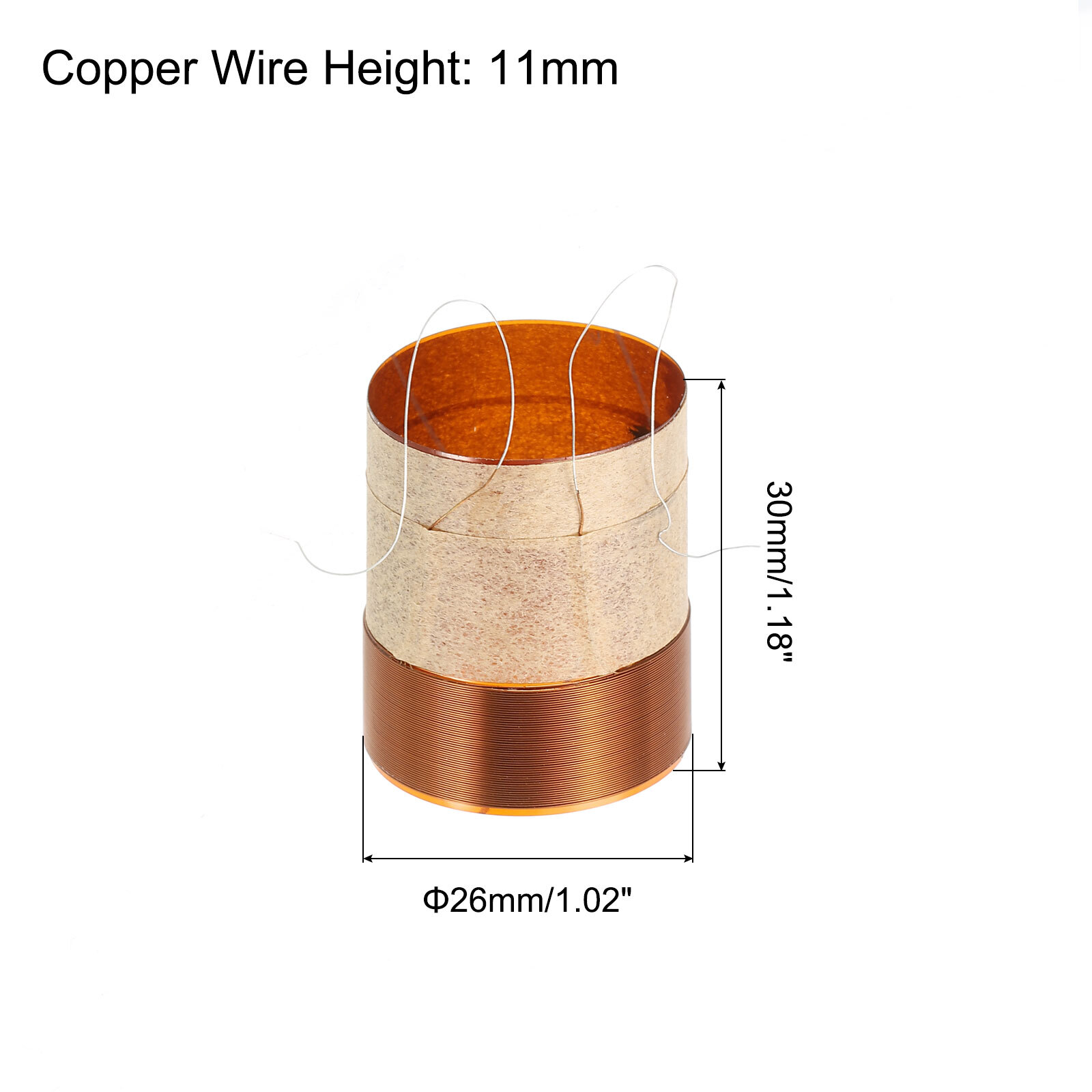 Woofer Voice Coil 1.02x0.43" 2 Layers Round Copper Wire Speaker Coil ...