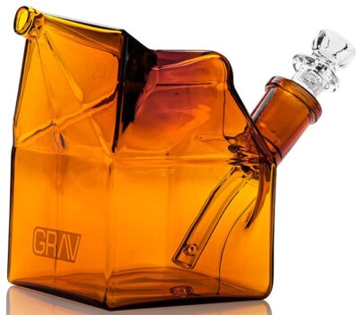 Grav® Labs Sip Series Milk Carton Bubbler Premium Glass Water Pipe Bong ...