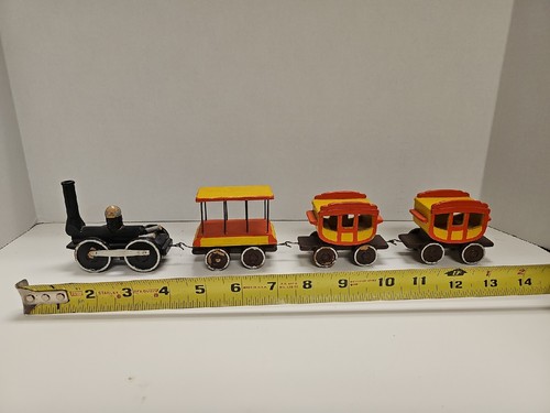 VTG Wooden 4-Piece Circus Train . Engine & 3 Cars | eBay