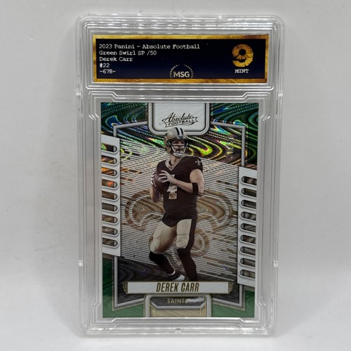 Derek Carr 2023 Panini Absolute #22 Green Swirl /50 Graded 9 NFL Saints ...