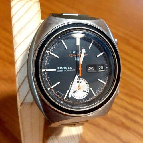 Seiko Speed Timer Black Dial Orange Second Hand AT Men's Watch Silver ...