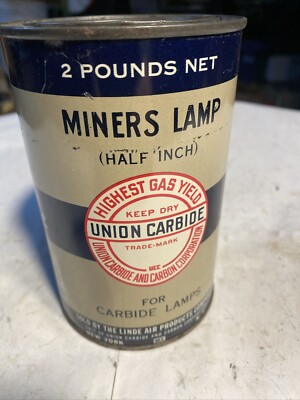 Union Carbide Miners Lamp 2 Pound Tin Linde Air Products Company New ...